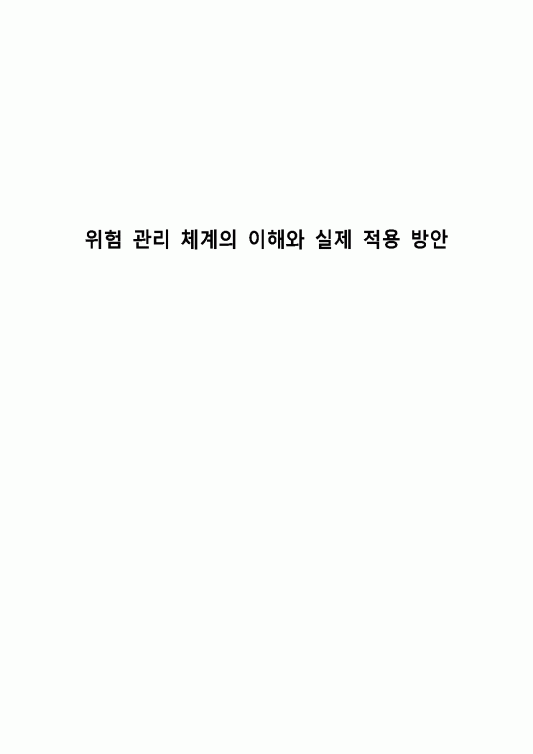 위험 관리 체계의 이해와 실제 적용 방안