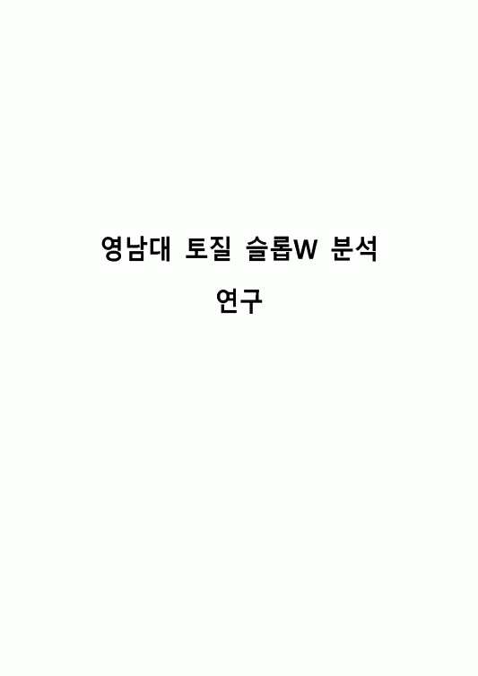 영남대 토질 슬롭W 분석 연구