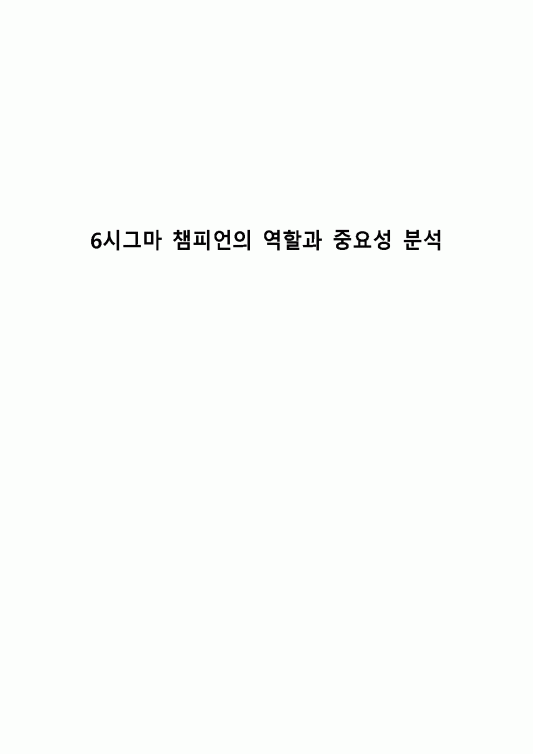 6시그마 챔피언의 역할과 중요성 분석