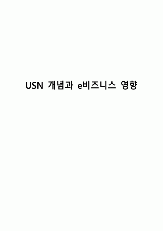 USN 개념과 e비즈니스 영향