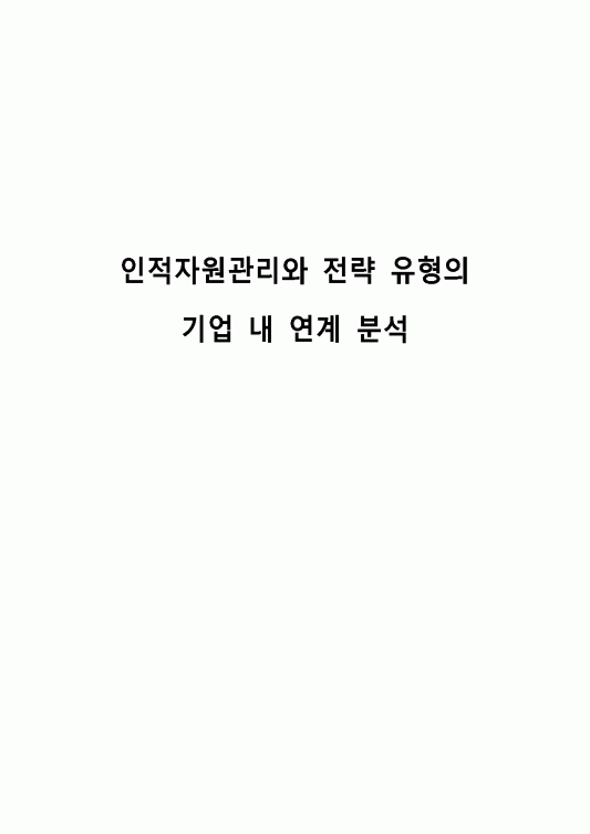 인적자원관리와 전략 유형의 기업 내 연계 분석