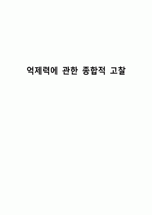 억제력에 관한 종합적 고찰