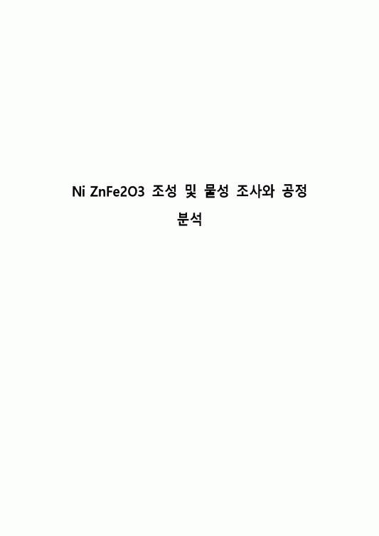 Ni ZnFe2O3 조성 및 물성 조사와 공정 분석