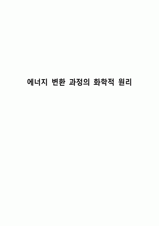 에너지 변환 과정의 화학적 원리