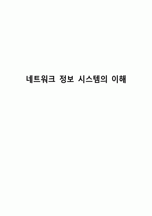 네트워크 정보 시스템의 이해