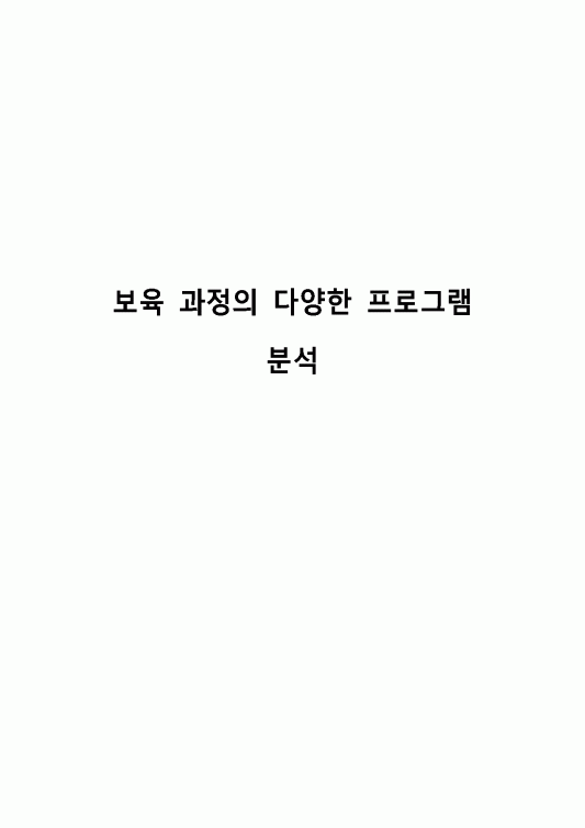 보육 과정의 다양한 프로그램 분석