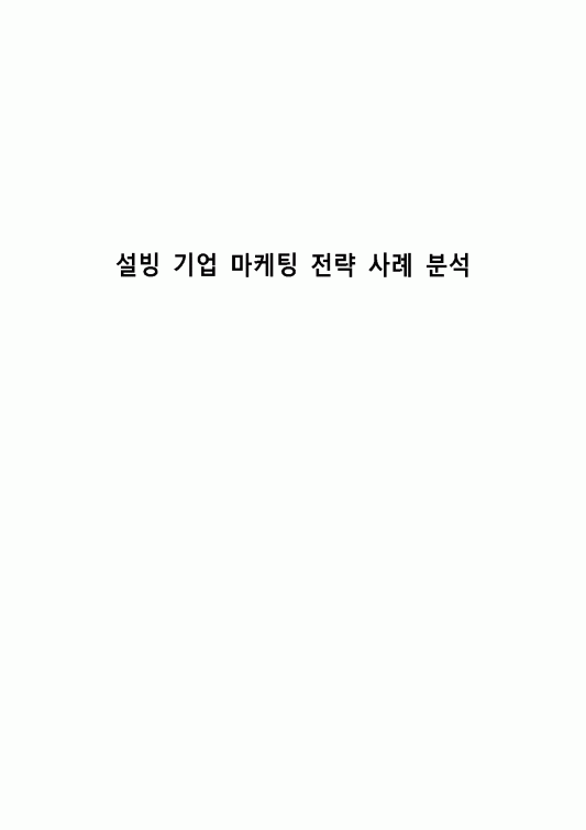설빙 기업 마케팅 전략 사례 분석