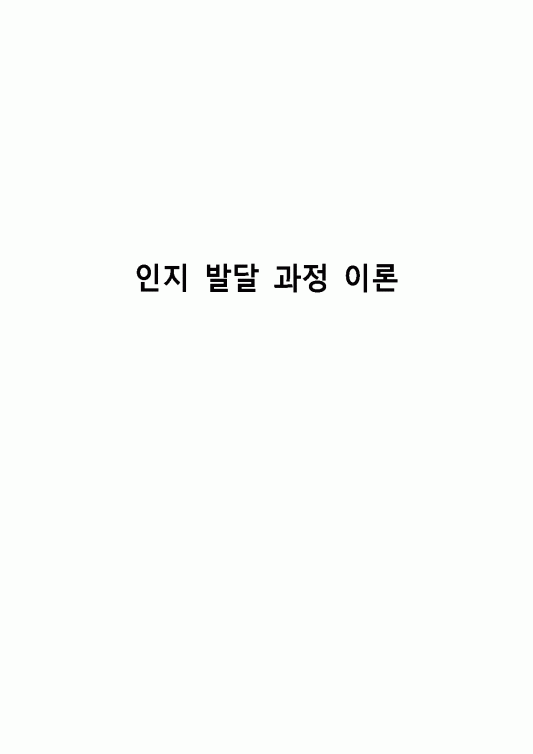인지 발달 과정 이론