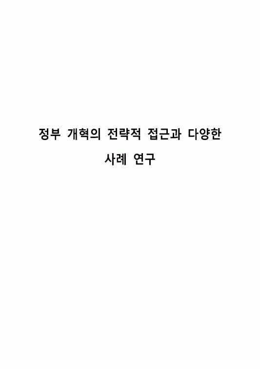 정부 개혁의 전략적 접근과 다양한 사례 연구