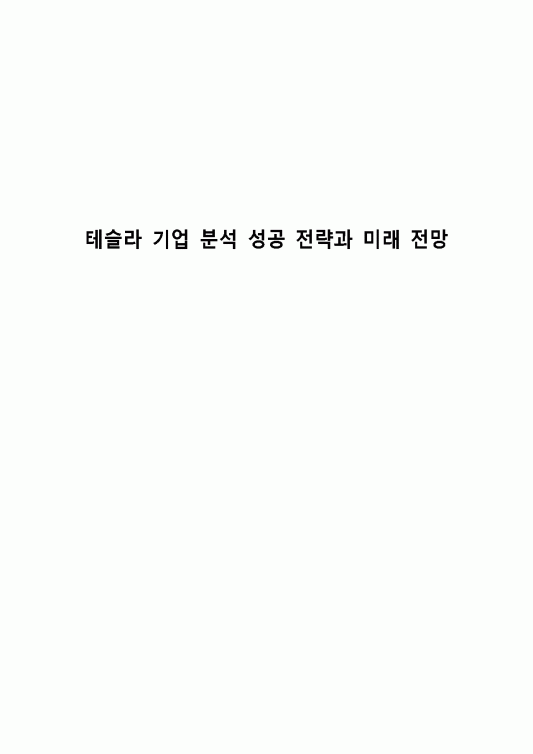 테슬라 기업 분석 성공 전략과 미래 전망