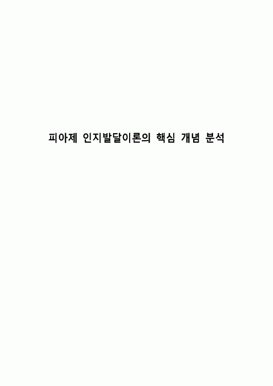 피아제 인지발달이론의 핵심 개념 분석