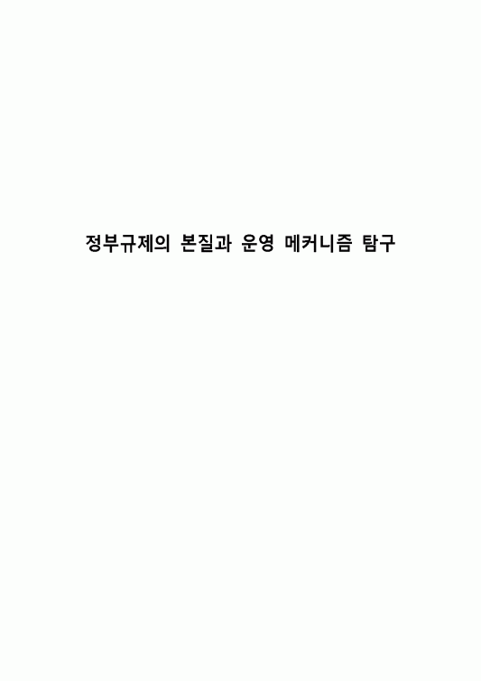 정부규제의 본질과 운영 메커니즘 탐구