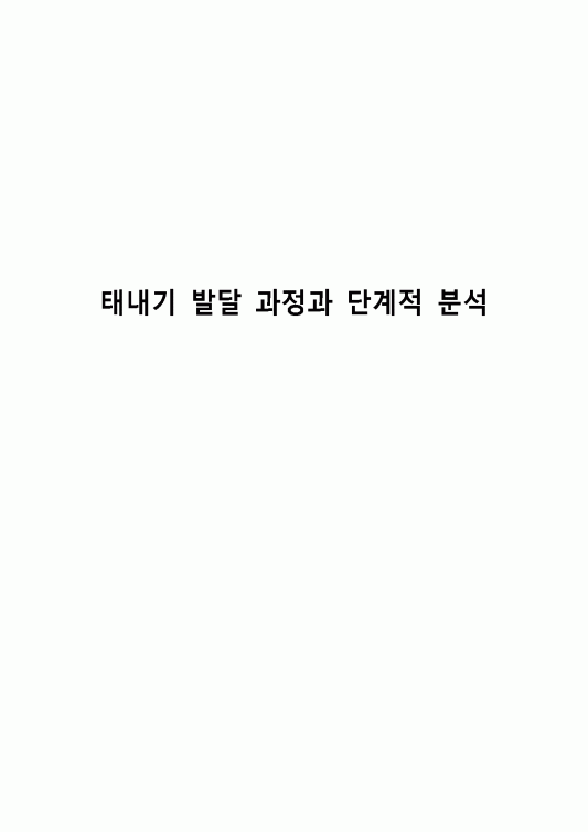 태내기 발달 과정과 단계적 분석