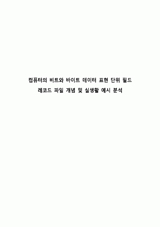 컴퓨터의 비트와 바이트 데이터 표현 단위 필드 레코드 파일 개념 및 실생활 예시 분석