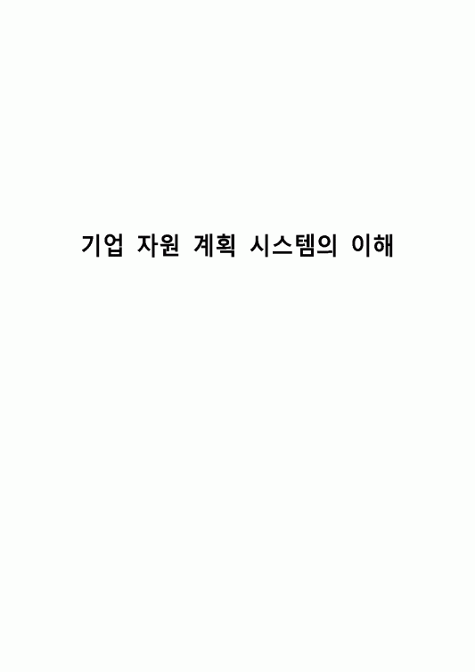 기업 자원 계획 시스템의 이해