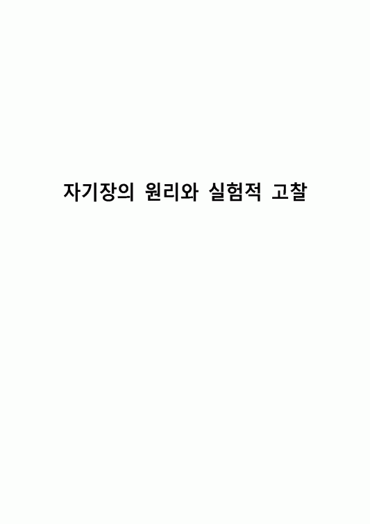 자기장의 원리와 실험적 고찰