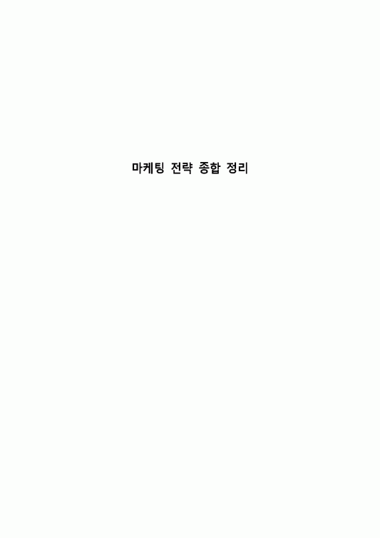 마케팅 전략 종합 정리