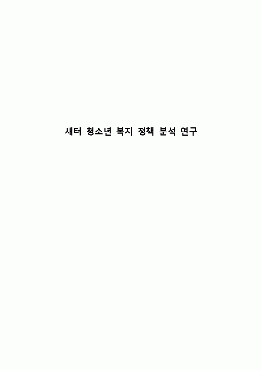 새터 청소년 복지 정책 분석 연구