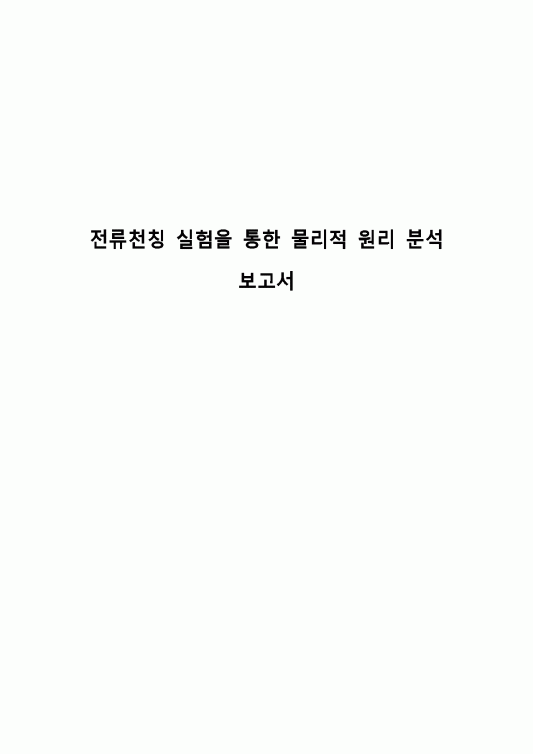 전류천칭 실험을 통한 물리적 원리 분석 보고서