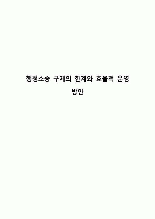 행정소송 구제의 한계와 효율적 운영 방안