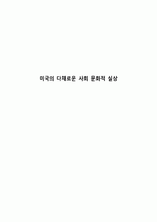 미국의 다채로운 사회 문화적 실상