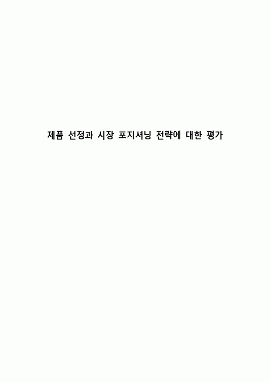 제품 선정과 시장 포지셔닝 전략에 대한 평가
