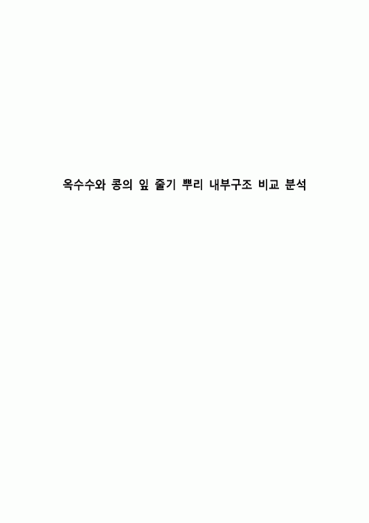 옥수수와 콩의 잎 줄기 뿌리 내부구조 비교 분석