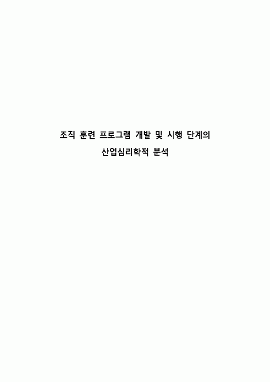 조직 훈련 프로그램 개발 및 시행 단계의 산업심리학적 분석