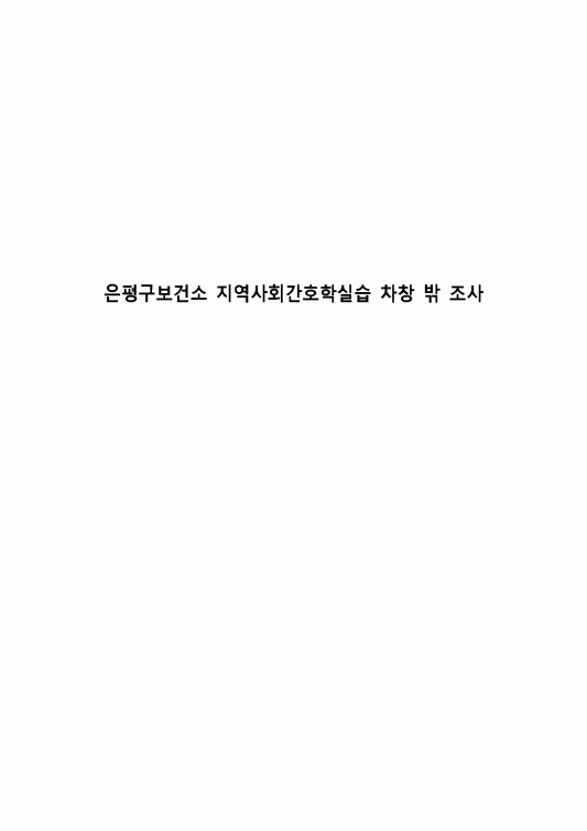 은평구보건소 지역사회간호학실습 차창 밖 조사