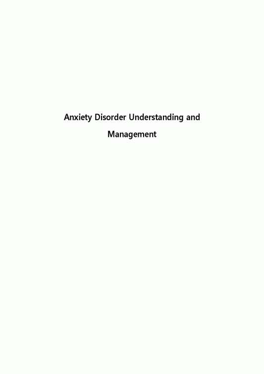 Anxiety Disorder Understanding and Management