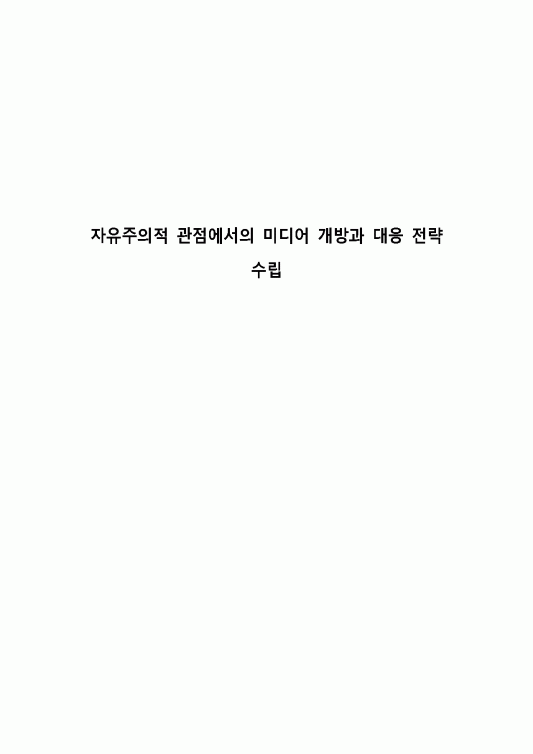 자유주의적 관점에서의 미디어 개방과 대응 전략 수립