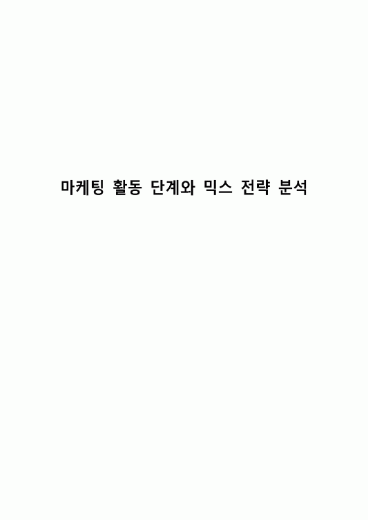 마케팅 활동 단계와 믹스 전략 분석