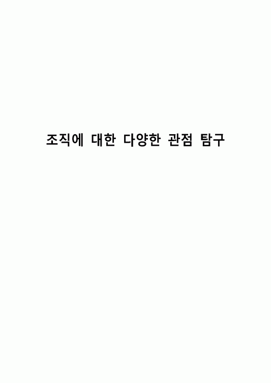 조직에 대한 다양한 관점 탐구