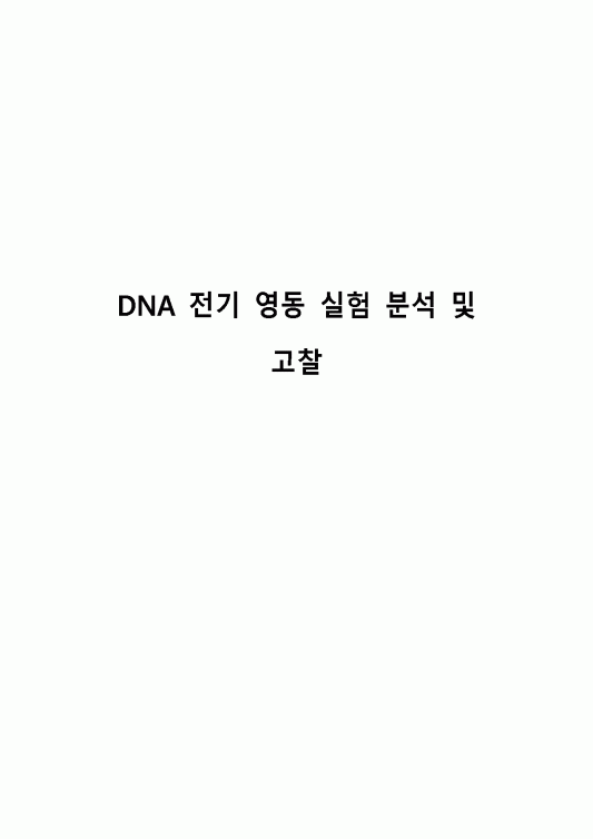DNA 전기 영동 실험 분석 및 고찰