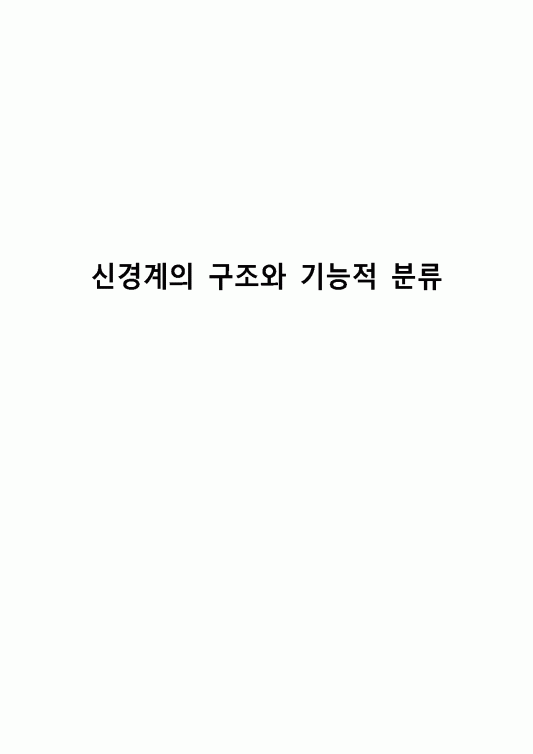 신경계의 구조와 기능적 분류