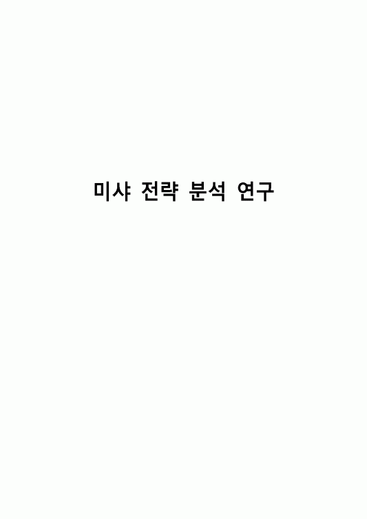 미샤 전략 분석 연구