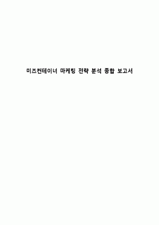 미즈컨테이너 마케팅 전략 분석 종합 보고서