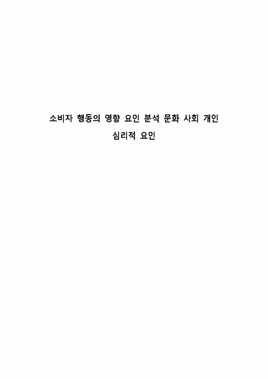 소비자 행동의 영향 요인 분석 문화 사회 개인 심리적 요인