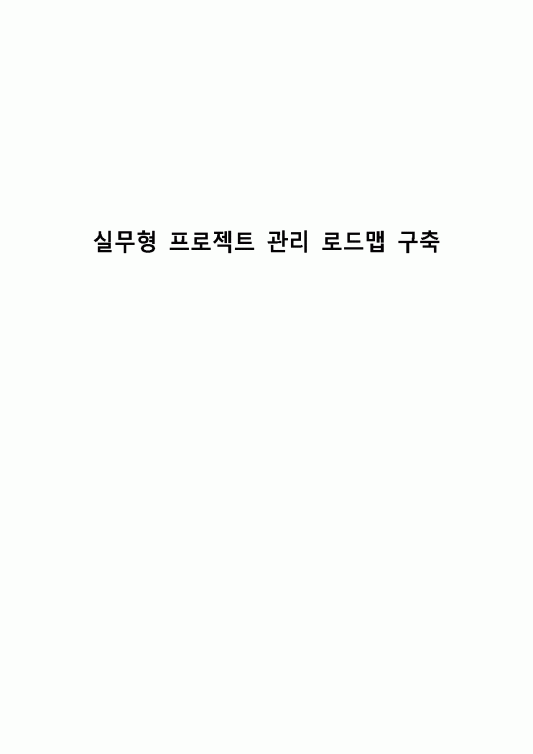 실무형 프로젝트 관리 로드맵 구축
