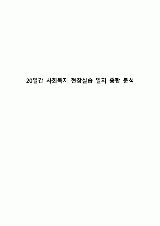 20일간 사회복지 현장실습 일지 종합 분석