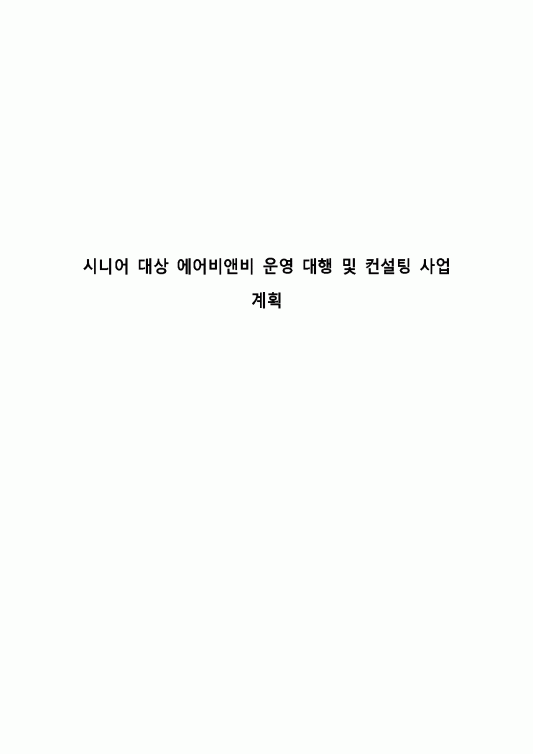 시니어 대상 에어비앤비 운영 대행 및 컨설팅 사업 계획