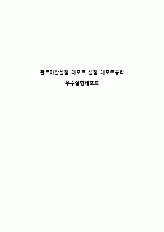 관로마찰실험 레포트 실험 레포트공학 우수실험레포트