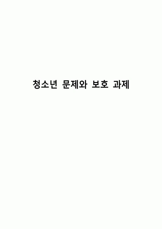 청소년 문제와 보호 과제