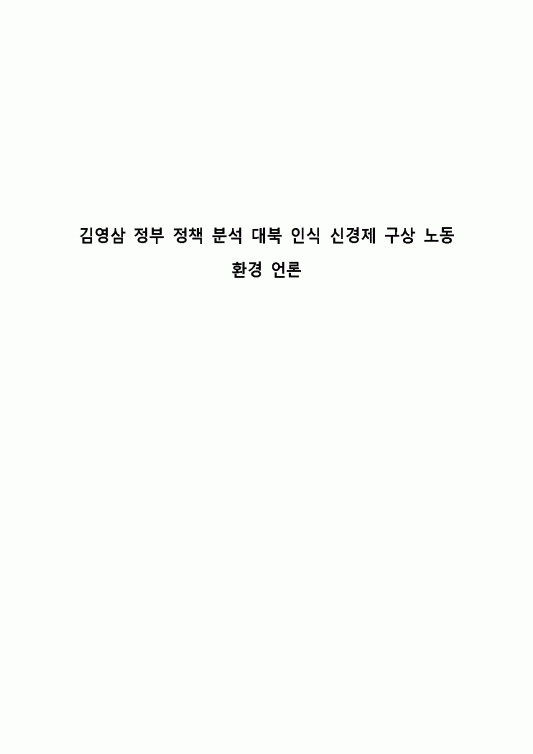 김영삼 정부 정책 분석 대북 인식 신경제 구상 노동 환경 언론