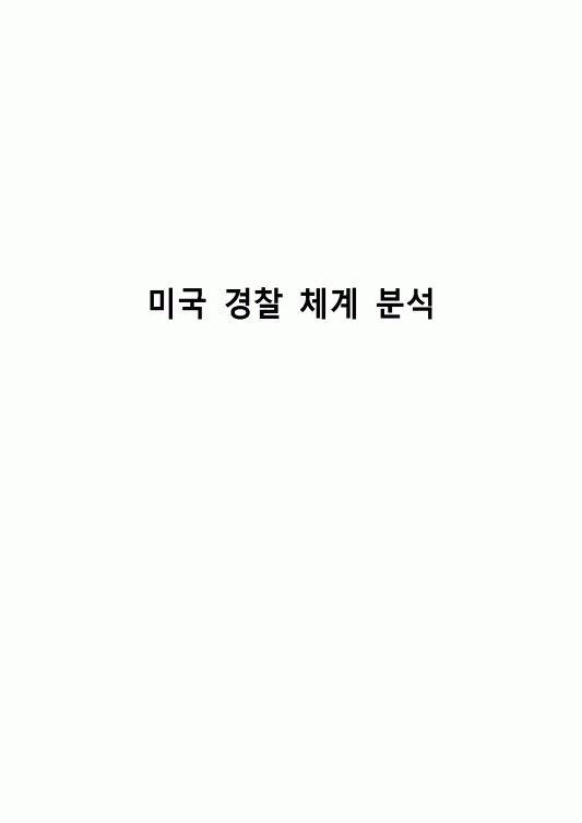 미국 경찰 체계 분석