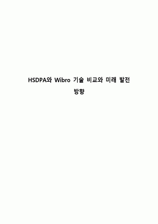 HSDPA와 Wibro 기술 비교와 미래 발전 방향