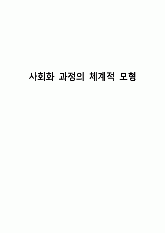사회화 과정의 체계적 모형