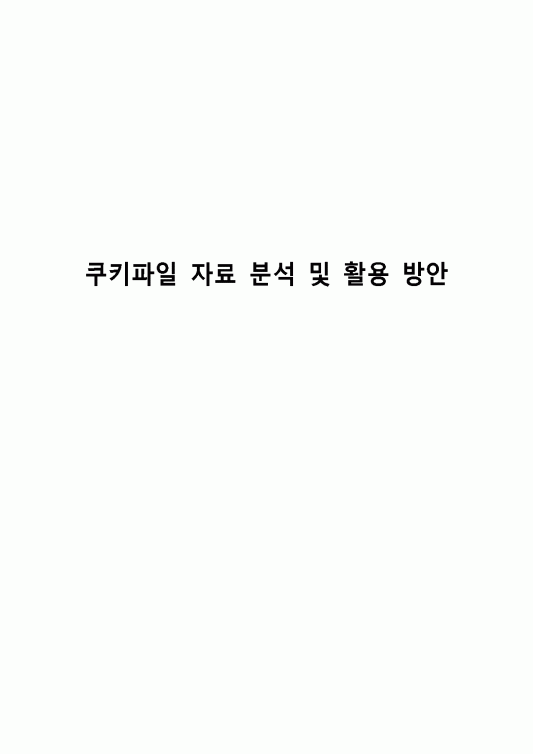 쿠키파일 자료 분석 및 활용 방안