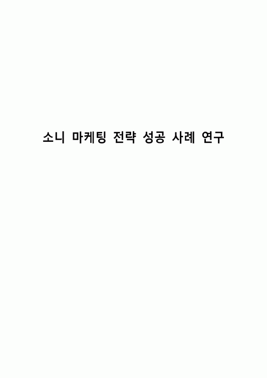 소니 마케팅 전략 성공 사례 연구