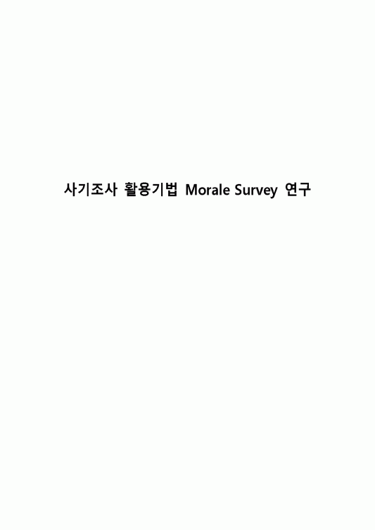 사기조사 활용기법 Morale Survey 연구